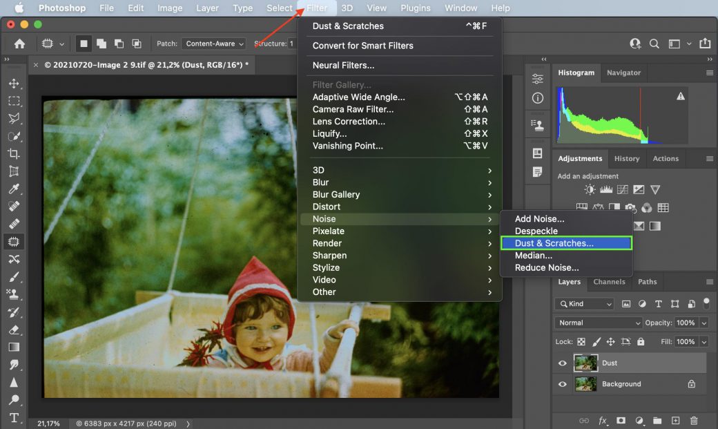 Removing scratches and dust in photoshop: How I clean up and restore ...